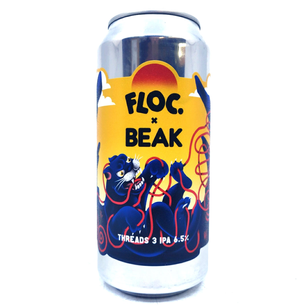 Floc Brewing x Beak Brewery Threads 3 IPA 6.5% (440ml can) – Hop Burns & Black