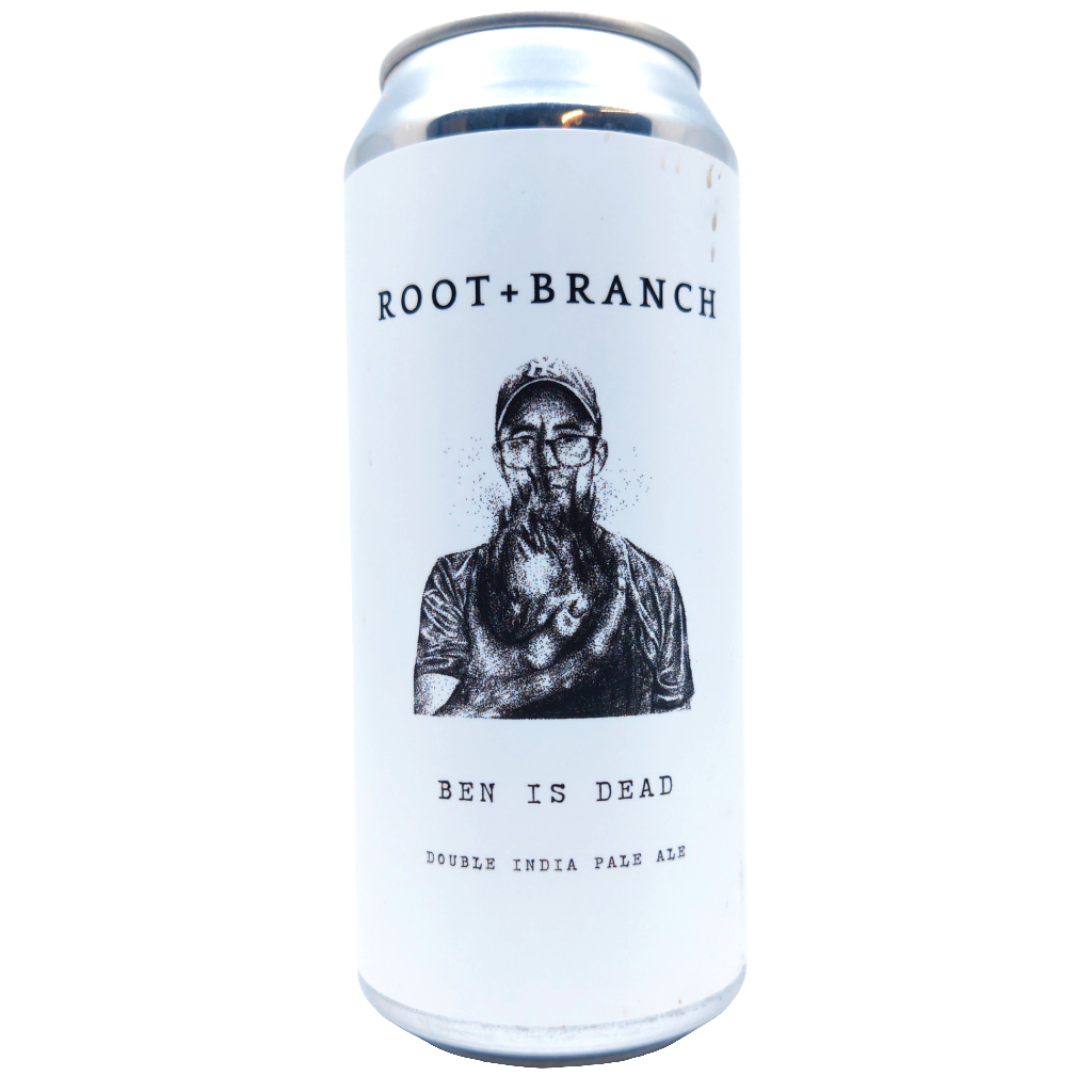 Root & Branch Ben Is Dead Double IPA 8.5% (473ml can) – Hop Burns & Black