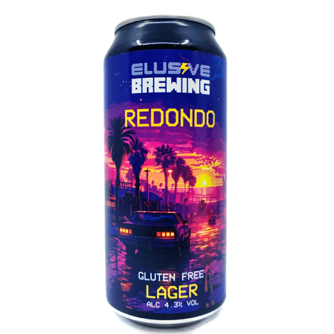 Elusive Brewing Redondo Lager 4.3% (440ml can) – Hop Burns & Black