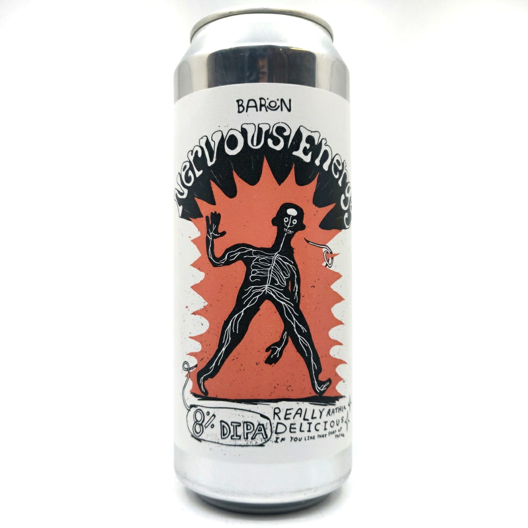 Baron Brewing Nervous Energy Double IPA 8% (500ml can) – Hop Burns & Black