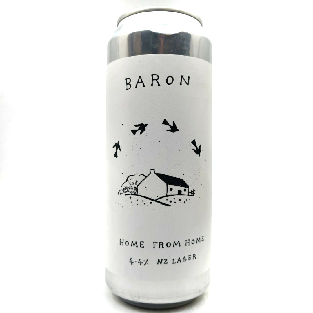 Baron Brewing Home From Home Lager 4.4% (500ml can) – Hop Burns & Black