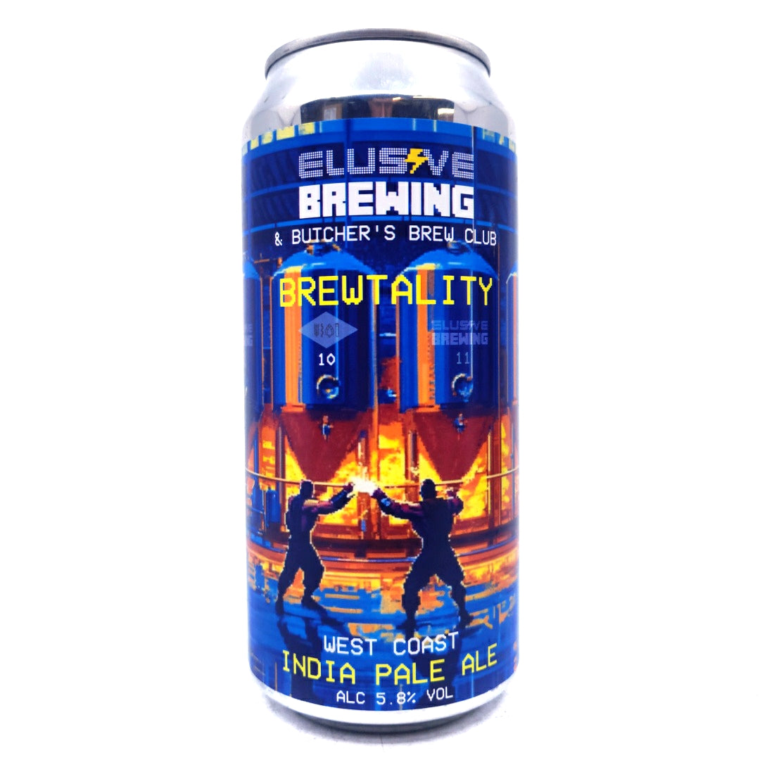 Elusive Brewing Brewtality West Coast IPA 5.8% (440ml can) – Hop Burns ...